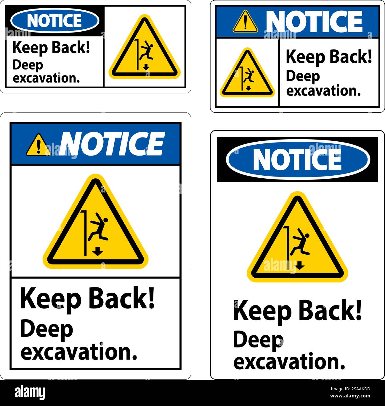 Notice Sign Keep Back Deep Excavation Stock Vector Image & Art - Alamy