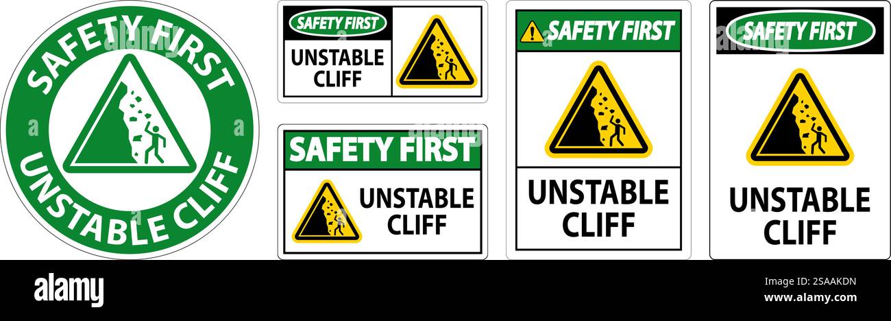 Water Safety Sign, Danger - Unstable Cliff Stock Vector Image & Art - Alamy