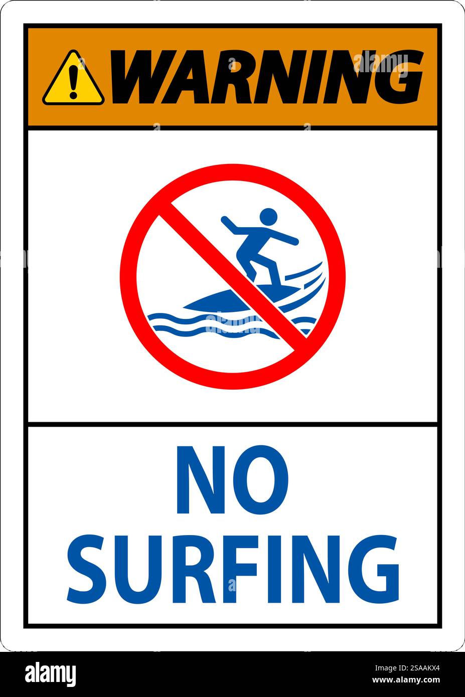 Warning Beach Safety Sign No Surfing Stock Vector Image & Art - Alamy