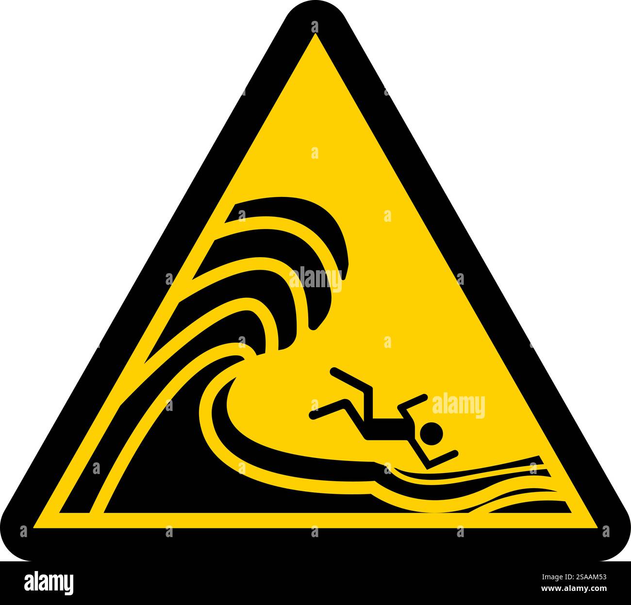 Beach Hazard Warning Sign, High Surf Can Cause Drowning And Injury. Don ...