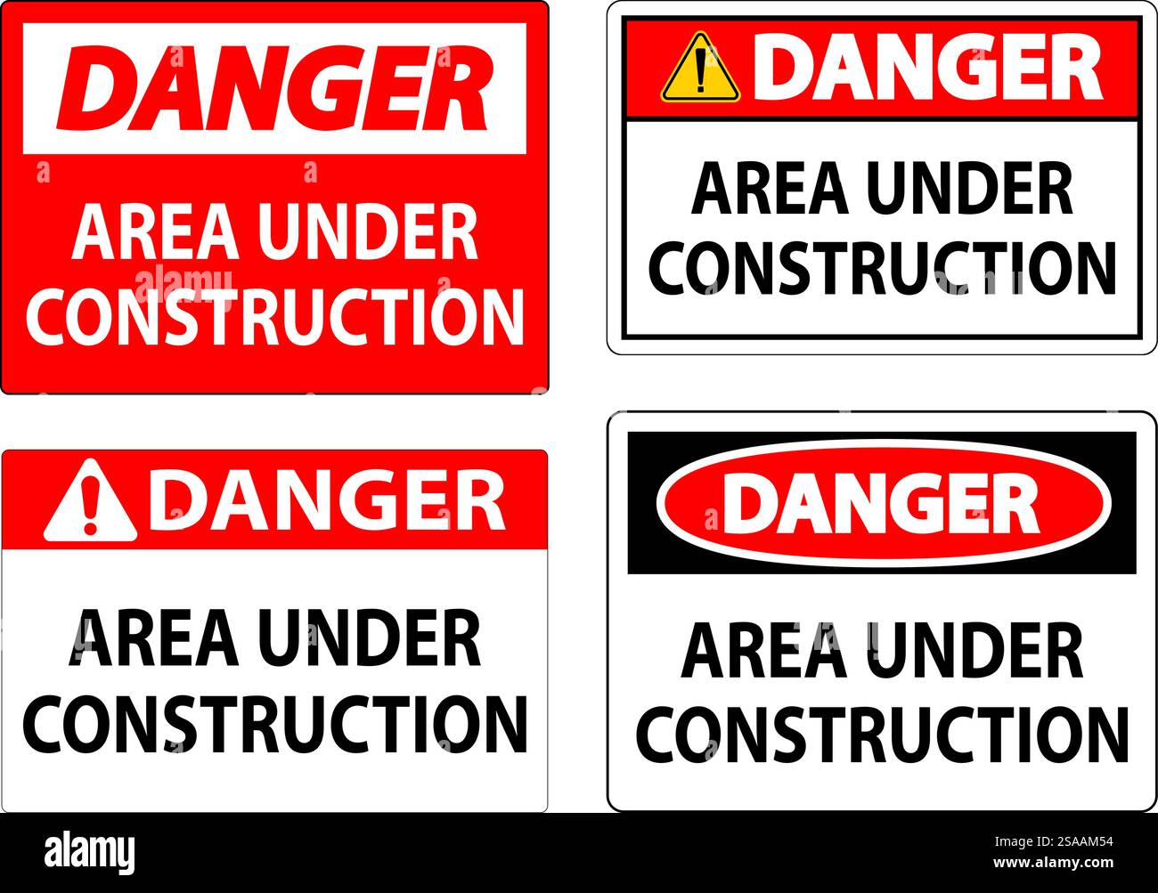 Danger Sign Area Under Construction Stock Vector Image & Art - Alamy
