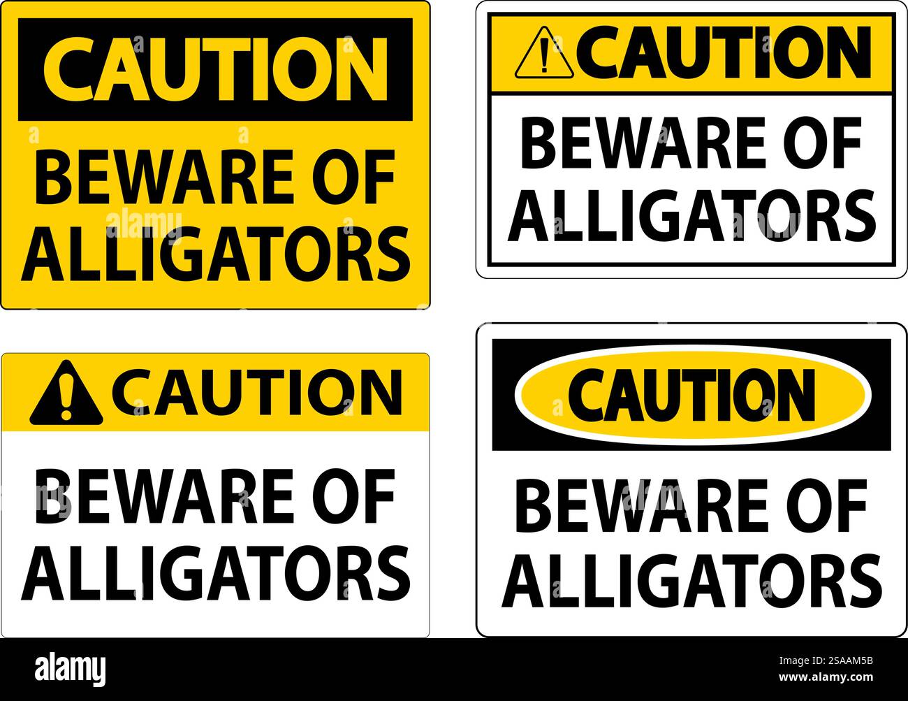 Caution Sign Beware Of Alligators Stock Vector Image & Art - Alamy