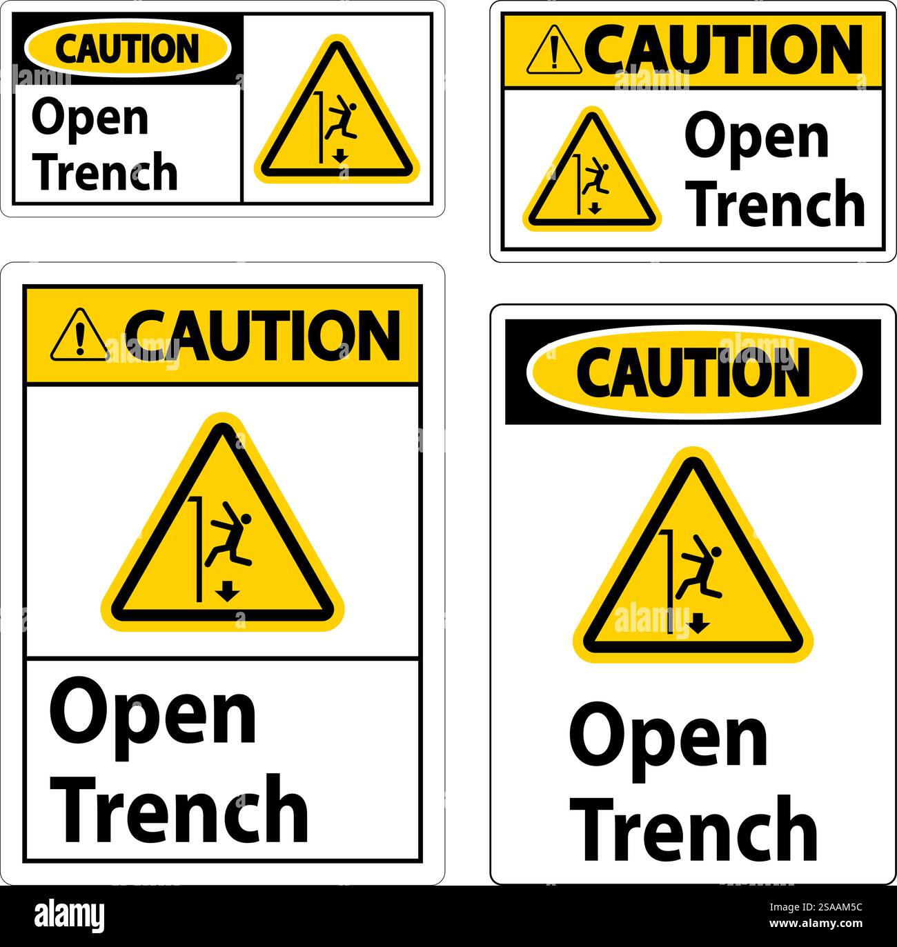 Caution Sign Open Trench Stock Vector Image & Art - Alamy