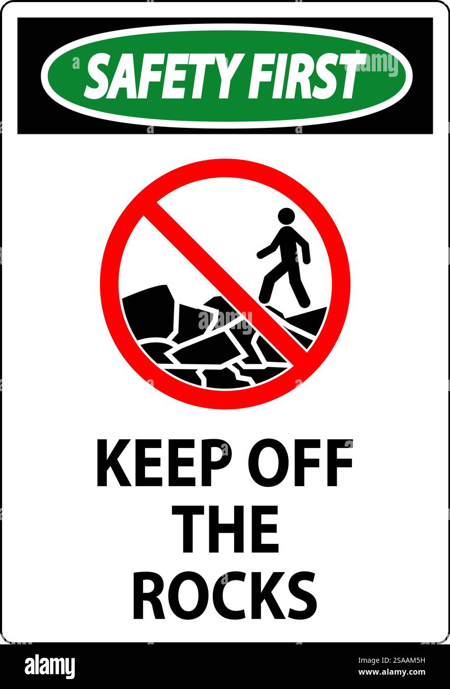 Safety First Sign Keep Off The Rocks Stock Vector Image & Art - Alamy