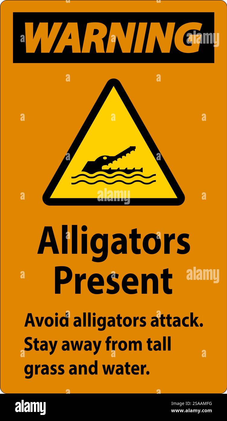 Alligator Warning Sign, Danger - Alligators Present Avoid Attack, Stay ...