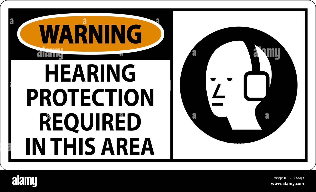 Warning Sign Hearing Protection Required In This Area Stock Vector ...