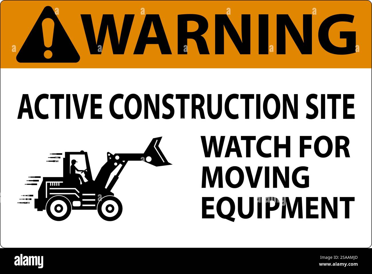 Construction Area Sign Warning - Active Construction Site, Watch For ...