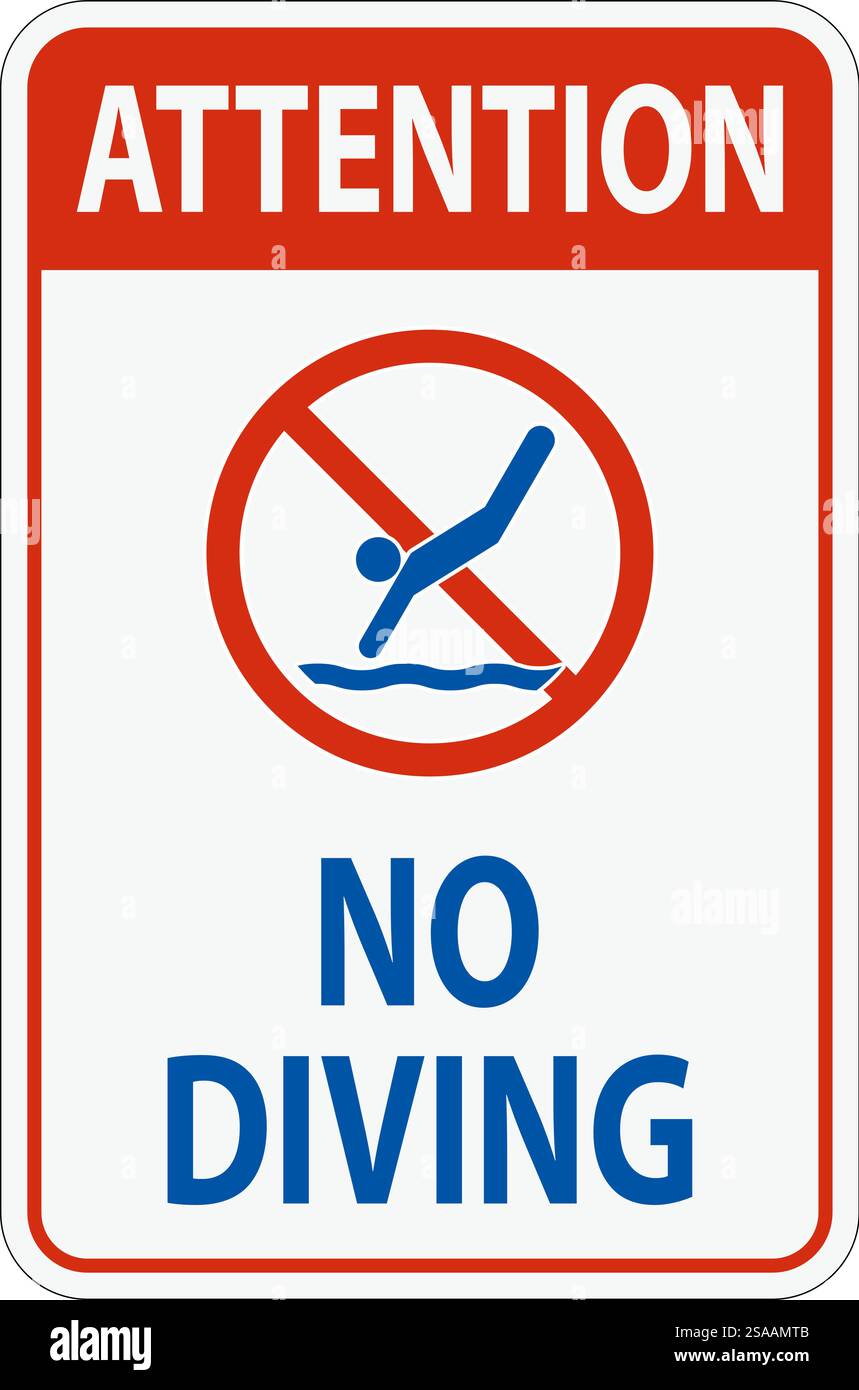 Swimming Pool Sign Attention No Diving Stock Vector Image & Art - Alamy
