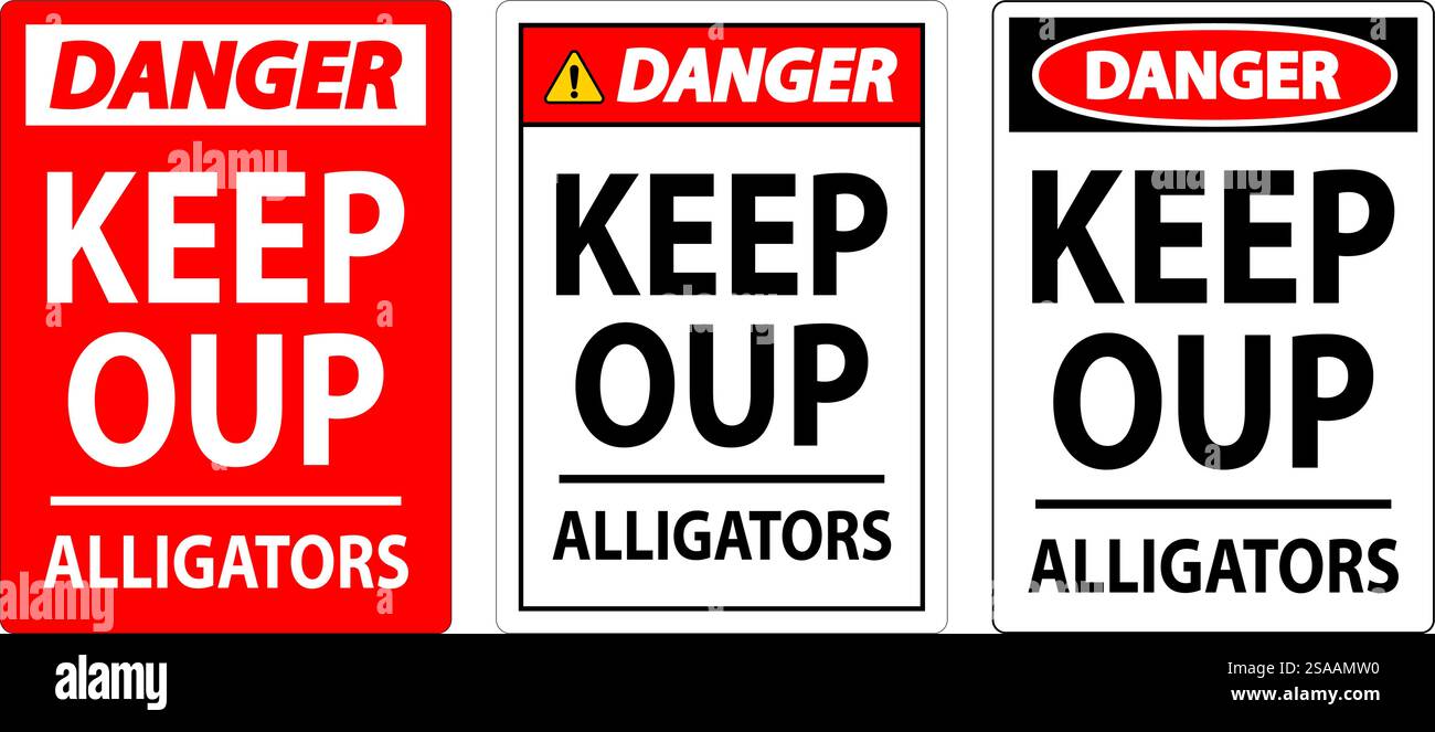 Alligator Warning Sign Danger Keep Out - Alligators Stock Vector Image ...