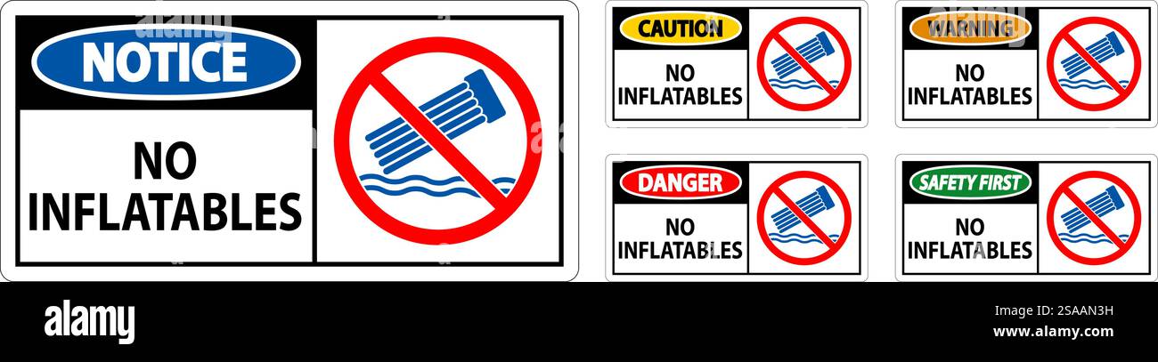 Water Safety Sign Attention, No Inflatables Stock Vector Image & Art ...