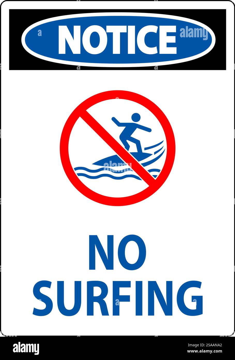 Notice Beach Safety Sign No Surfing Stock Vector Image & Art - Alamy