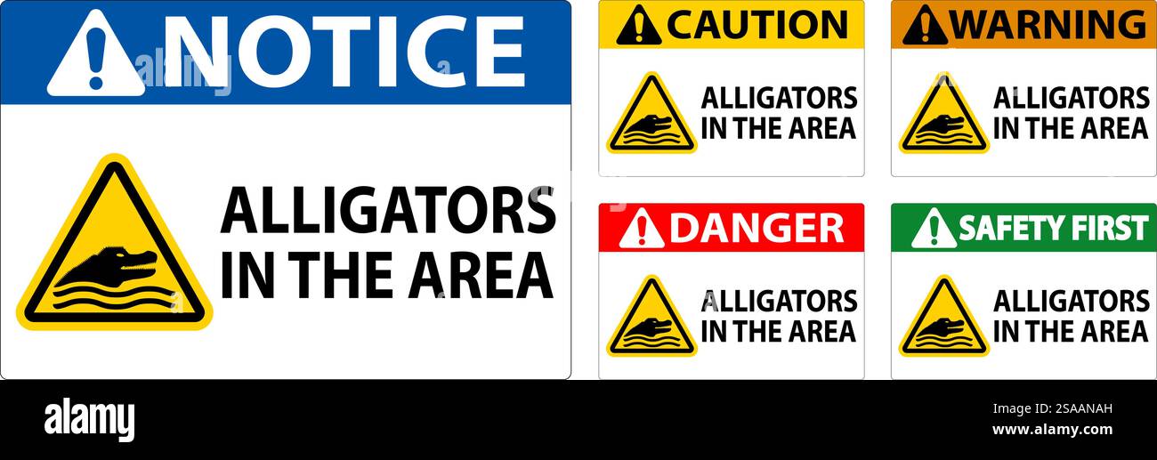 Danger Alligators In The Area Sign Stock Vector Image & Art - Alamy