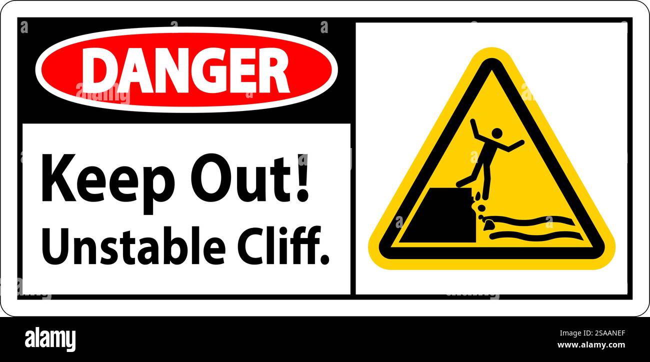 Danger warning sign cliff Stock Vector Images - Alamy