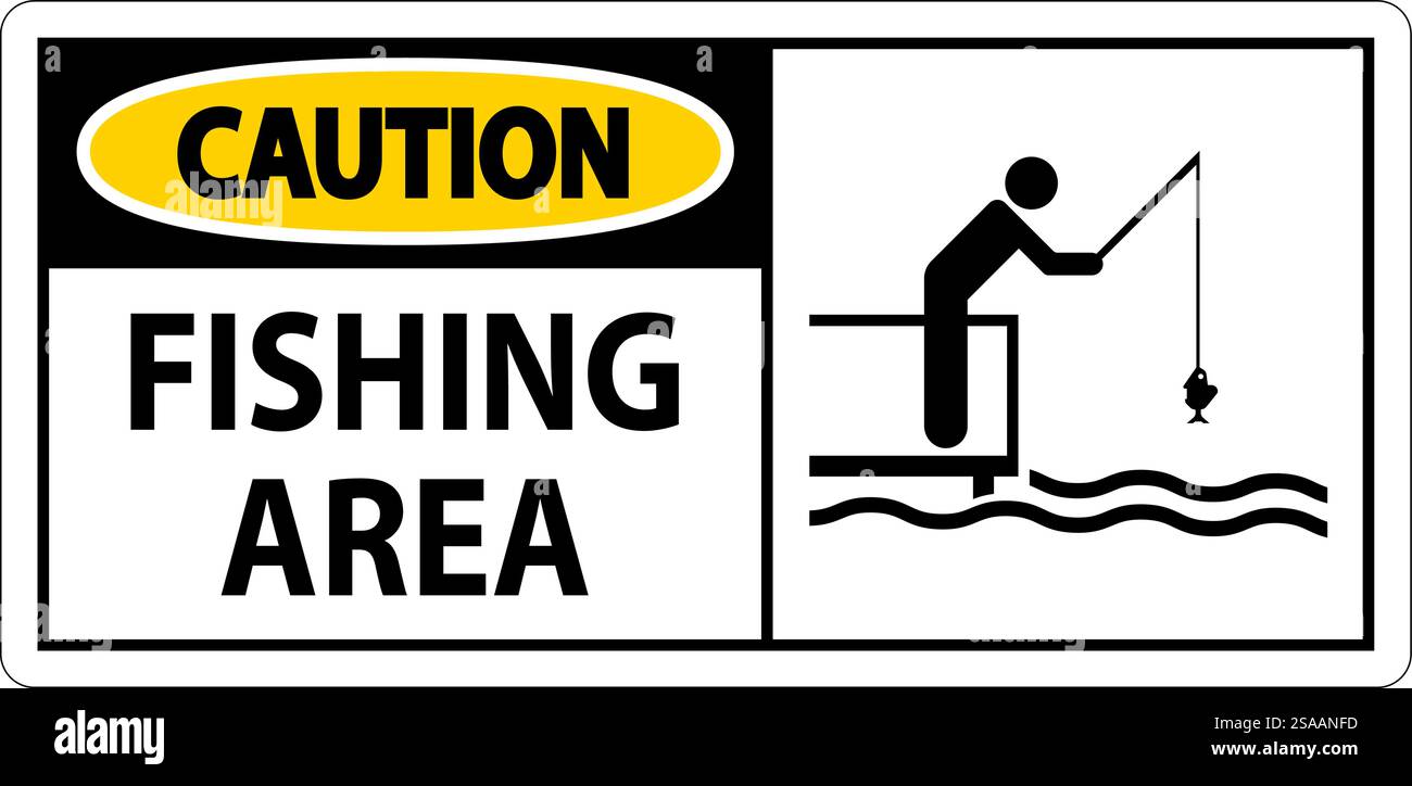 Water Safety Sign Caution -Fishing Area Stock Vector Image & Art - Alamy