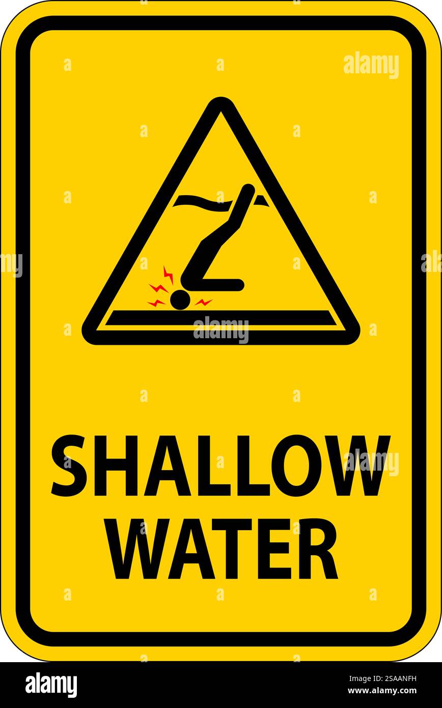 Water Safety Sign Warning - Shallow Water Stock Vector Image & Art - Alamy
