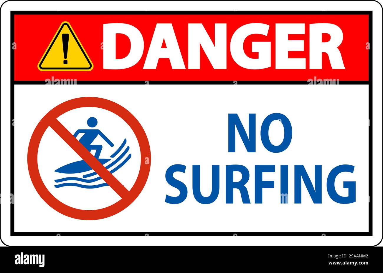 Danger Beach Safety Sign No Surfing Stock Vector Image & Art - Alamy