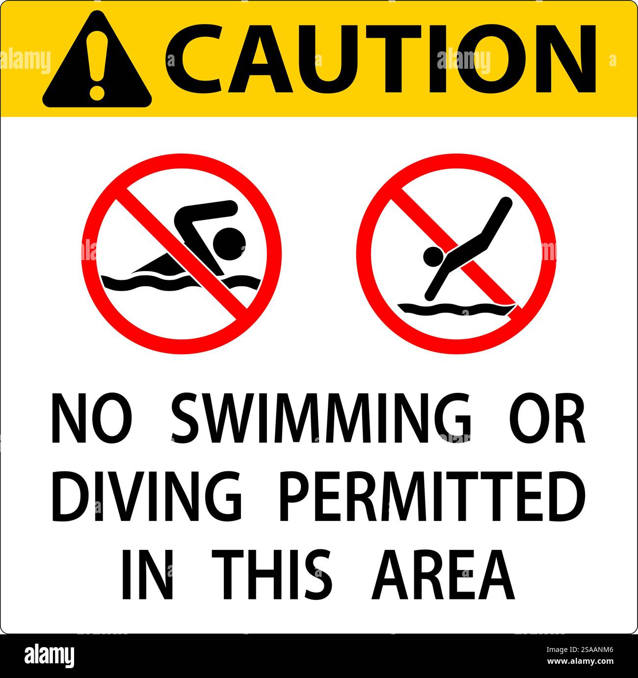Pool Caution Sign No Swimming Or Diving Permitted In This Area Stock ...