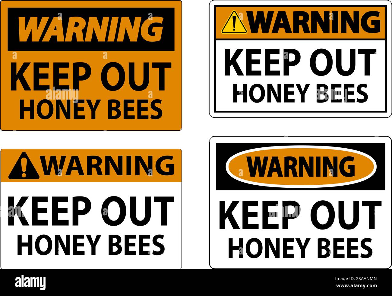 Warning Sign Keep Out - Honey Bees Stock Vector Image & Art - Alamy