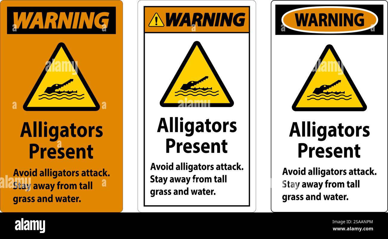 Alligator Warning Sign, Danger - Alligators Present Avoid Attack, Stay ...