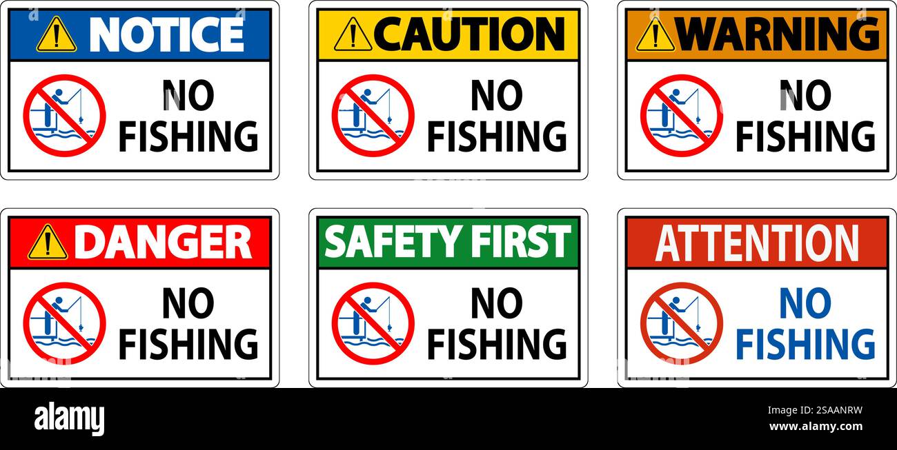 Water Safety Sign Attention, No Fishing Stock Vector Image & Art - Alamy
