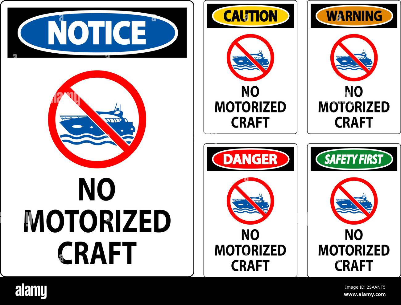 Water Safety Sign Attention, No Motorized Craft Stock Vector Image ...