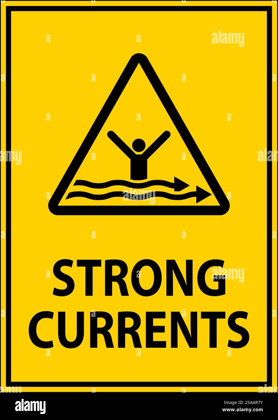 Water Safety Sign Warning - Strong Currents Stock Vector Image & Art ...
