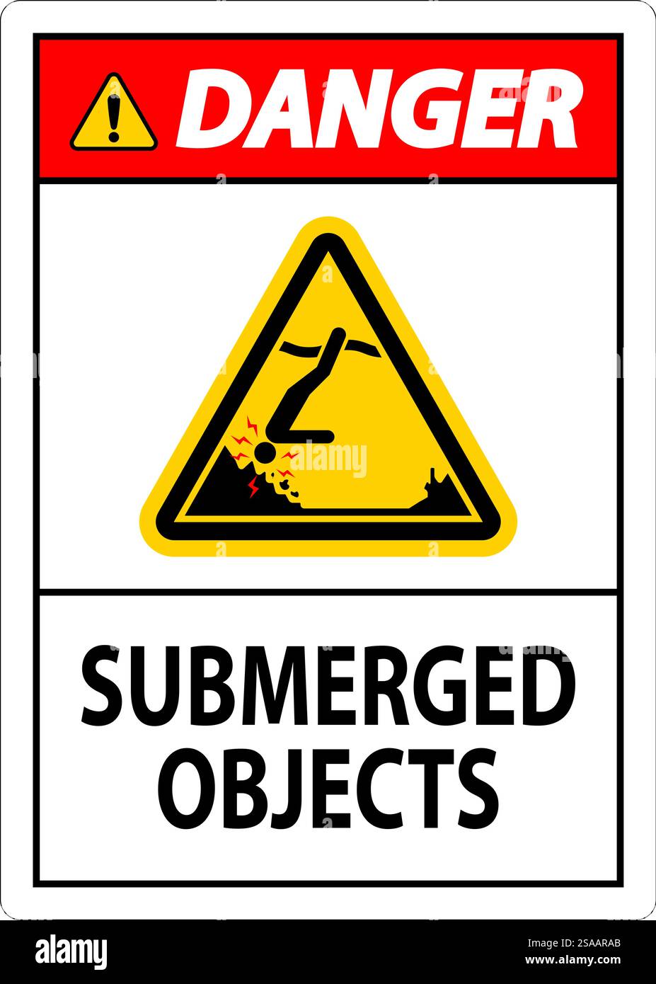 Water Safety Sign Danger - Submerged Objects Stock Vector Image & Art ...