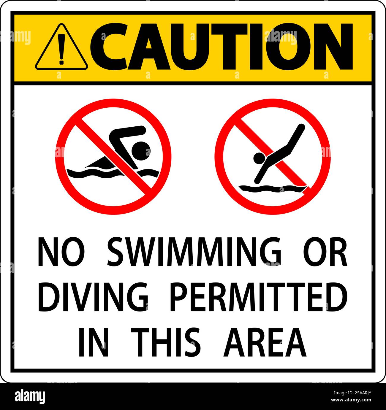 Pool Caution Sign No Swimming Or Diving Permitted In This Area Stock ...