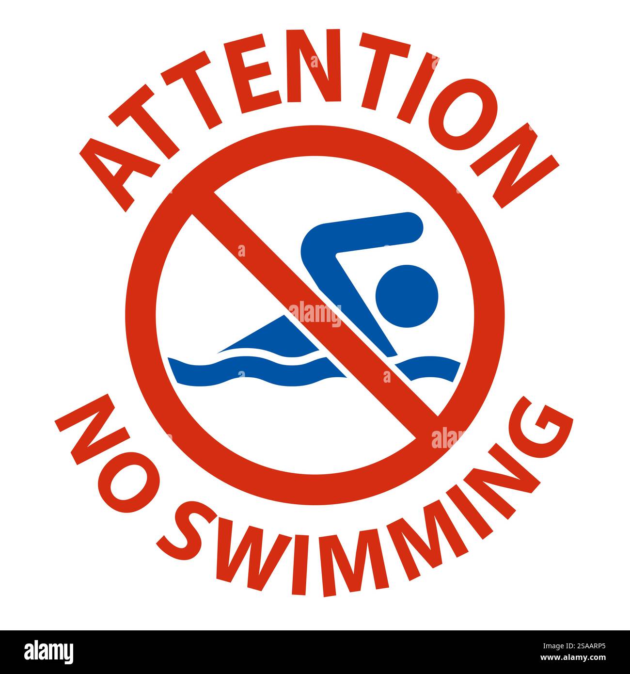 Attention No Swimming Sign Stock Vector Image & Art - Alamy