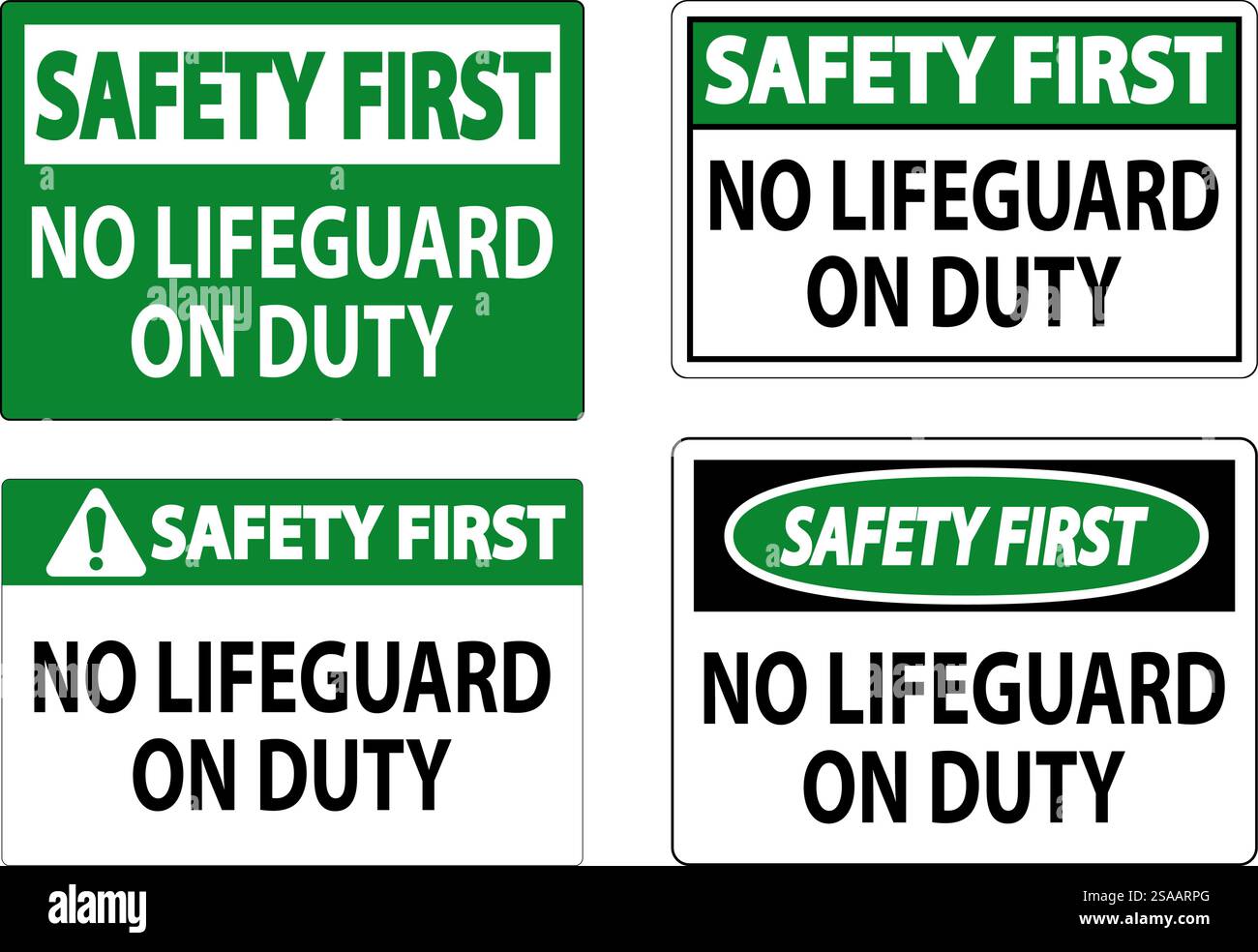 Pool Safety First Sign No Lifeguard On Duty Stock Vector Image & Art ...