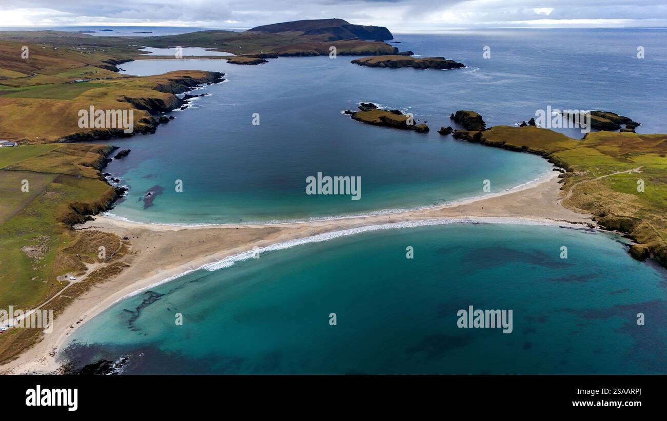 St Ninian's Isle tombolo, the largest active sand tombolo in the UK, which connects St Ninian's ...