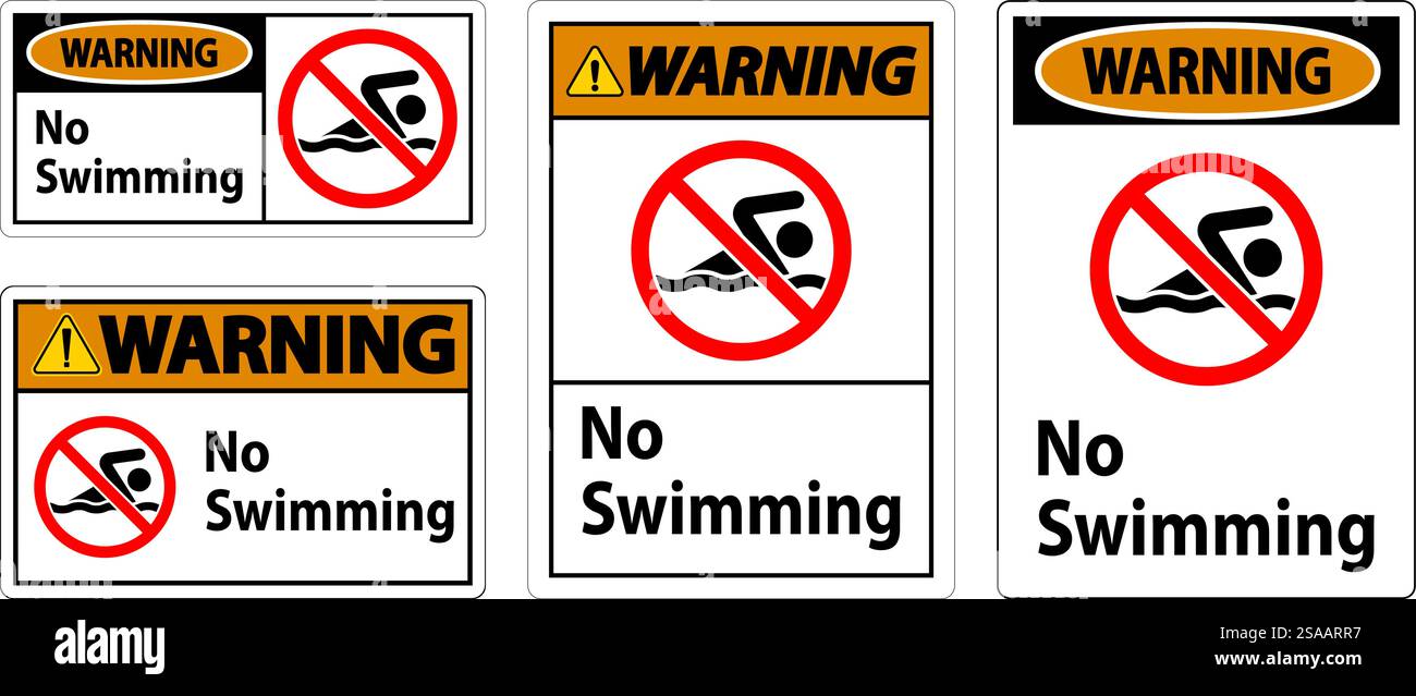 Warning Sign No Swimming Stock Vector Image & Art - Alamy