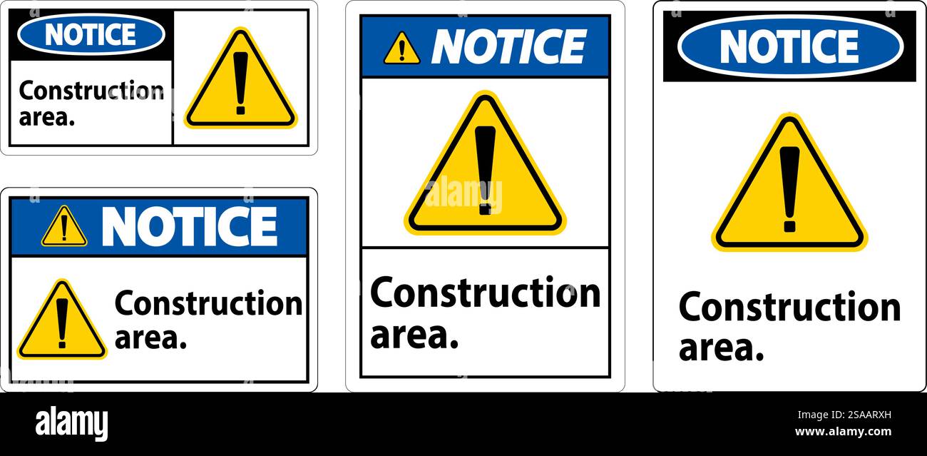 Notice Sign Construction Area Stock Vector Image & Art - Alamy