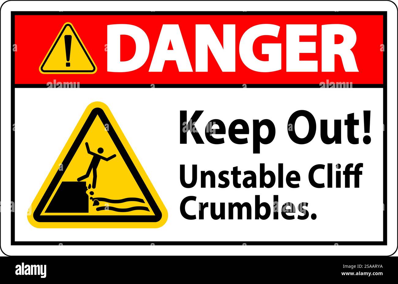 Danger Sign, Keep Out Unstable Cliff Crumbles Stock Vector Image & Art ...