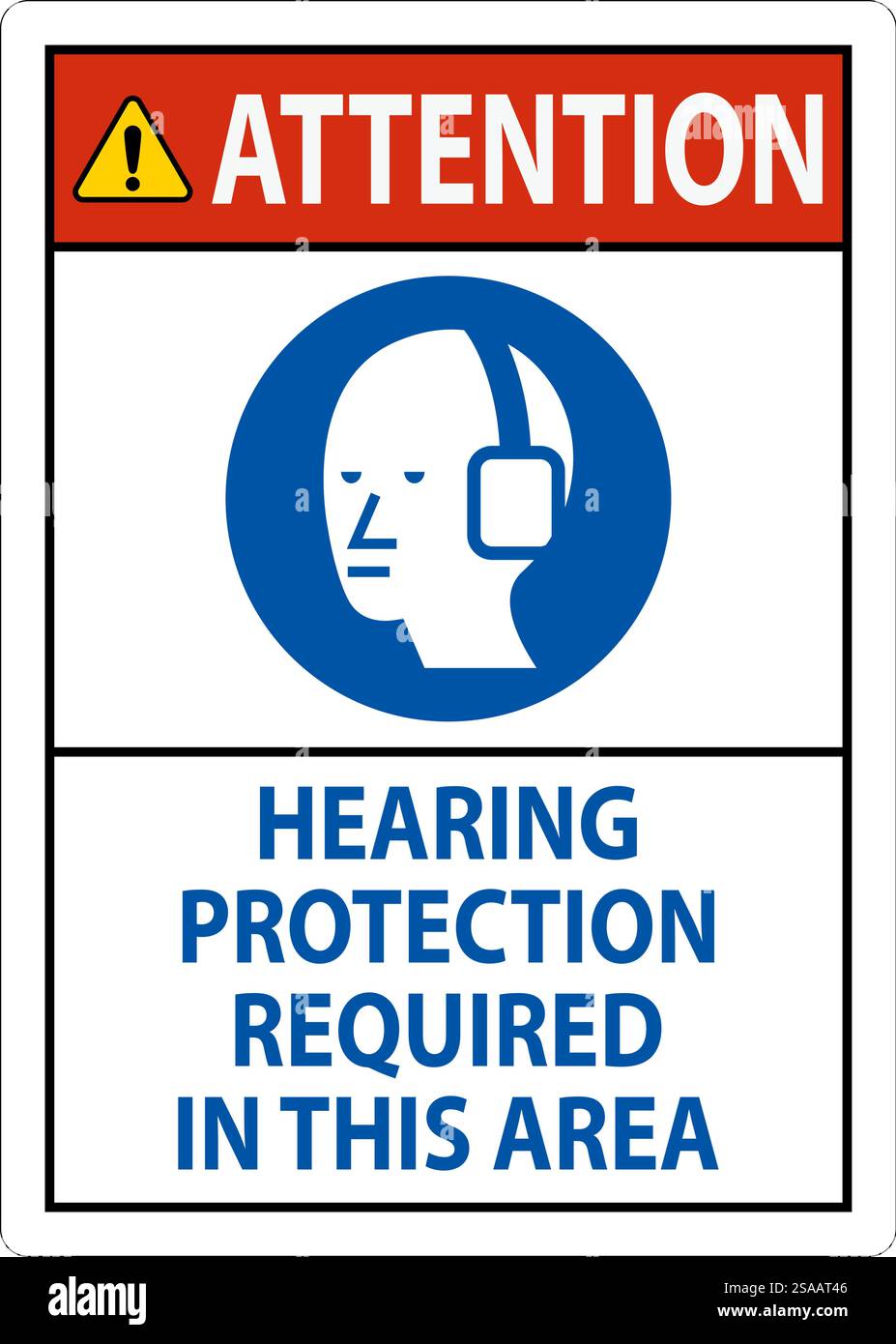 Attention Sign Hearing Protection Required In This Area Stock Vector ...