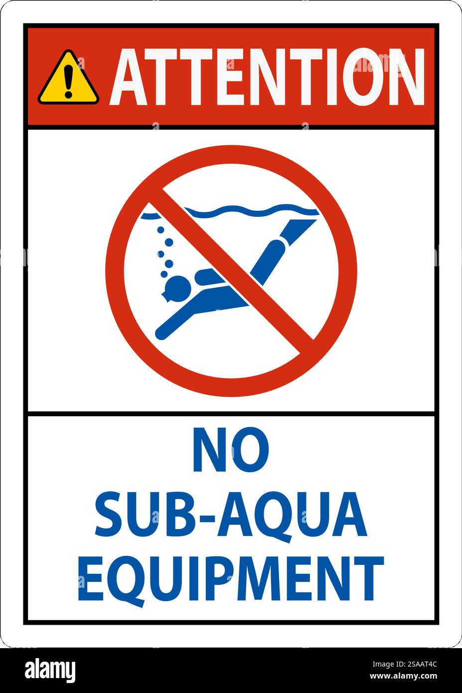 Water Safety Sign Attention, No Sub-Aqua Equipment Stock Vector Image ...