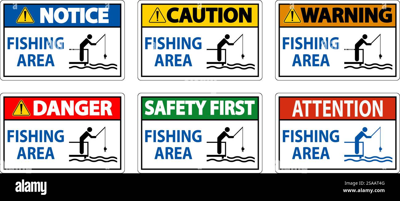 Water Safety Sign Notice -Fishing Area Stock Vector Image & Art - Alamy