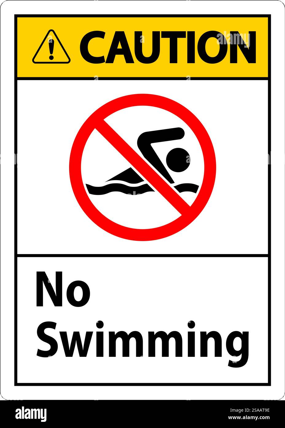 Caution Sign No Swimming Stock Vector Image & Art - Alamy