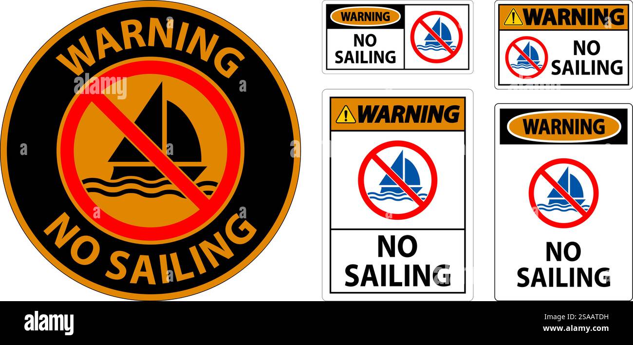 Water Safety Sign Attention, No Sailing Stock Vector Image & Art - Alamy