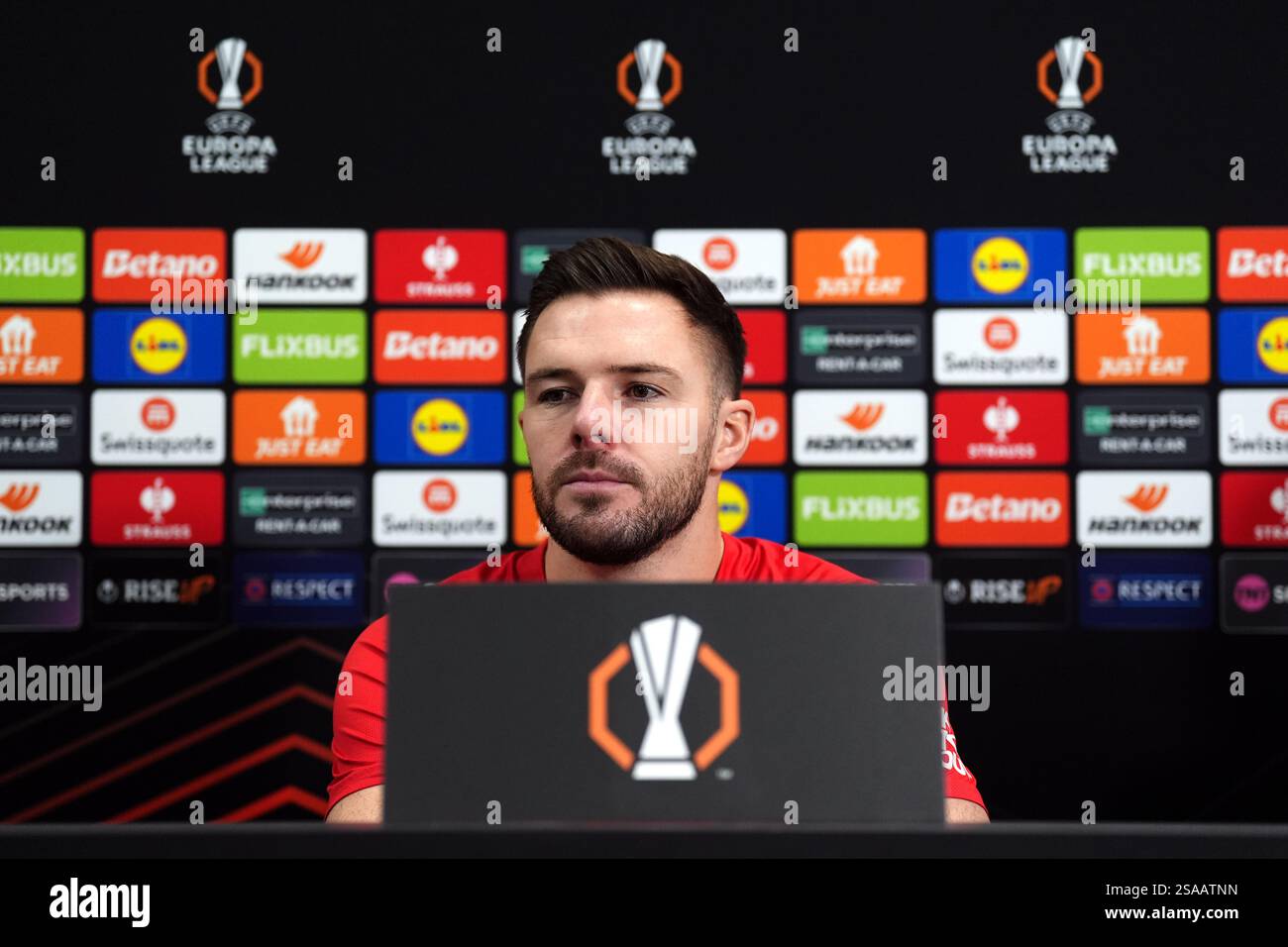 Rangers goalkeeper Jack Butland during a press conference at the ...