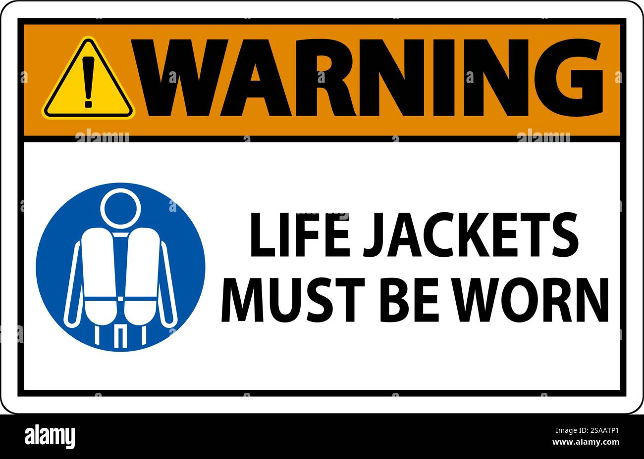 Water Safety Sign Warning, Life Jackets Must Be Worn Stock Vector Image ...