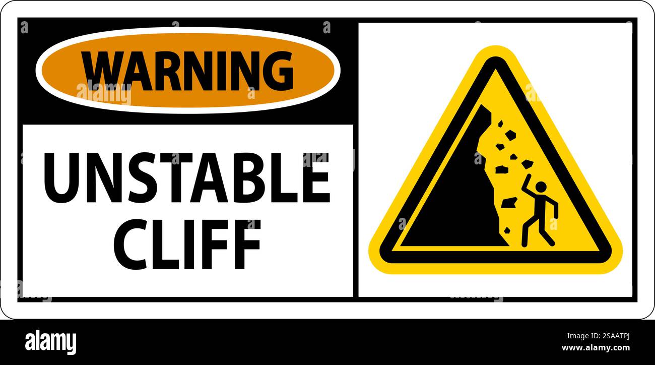 Water Safety Sign, Warning - Unstable Cliff Stock Vector Image & Art ...