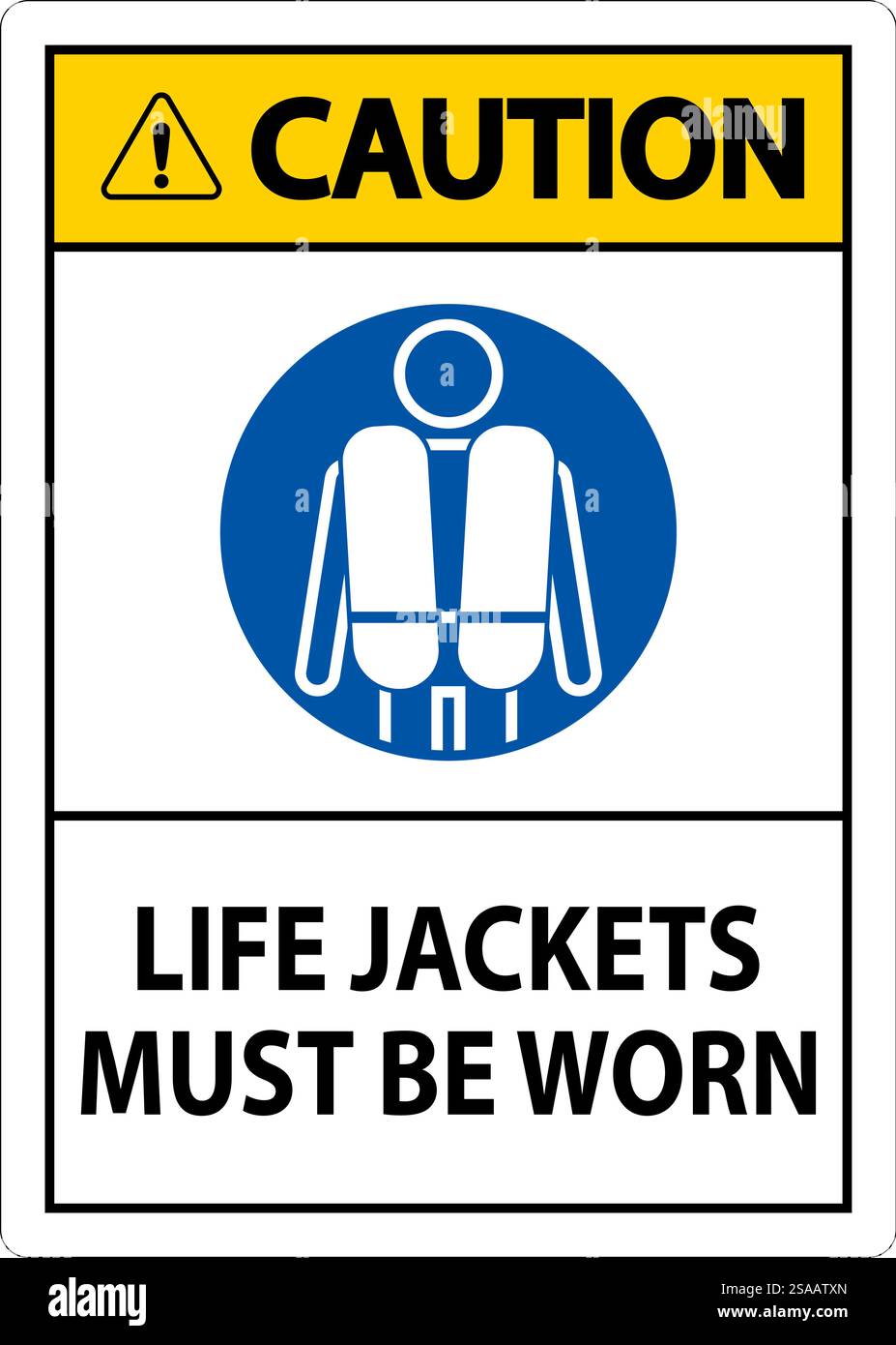 Water Safety Sign Caution, Life Jackets Must Be Worn Stock Vector Image ...