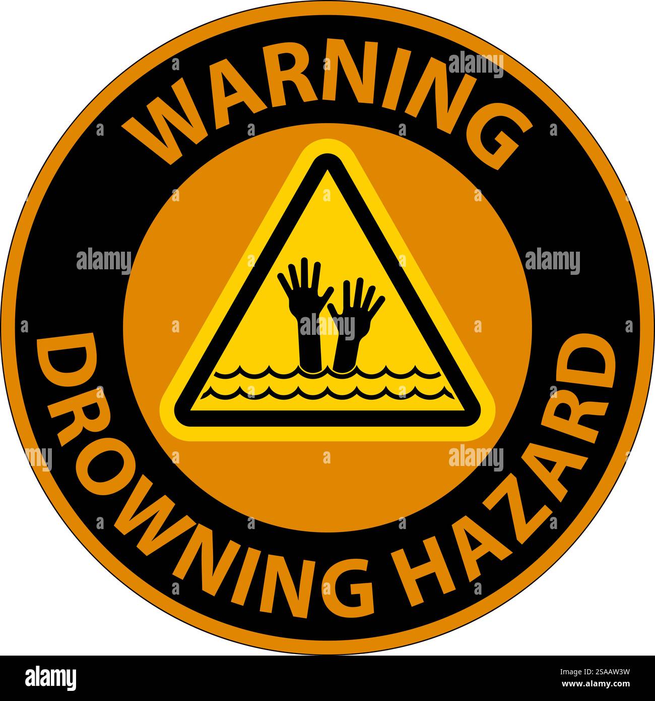 Beach Safety Sign Warning - Drowning Hazard Stock Vector Image & Art ...