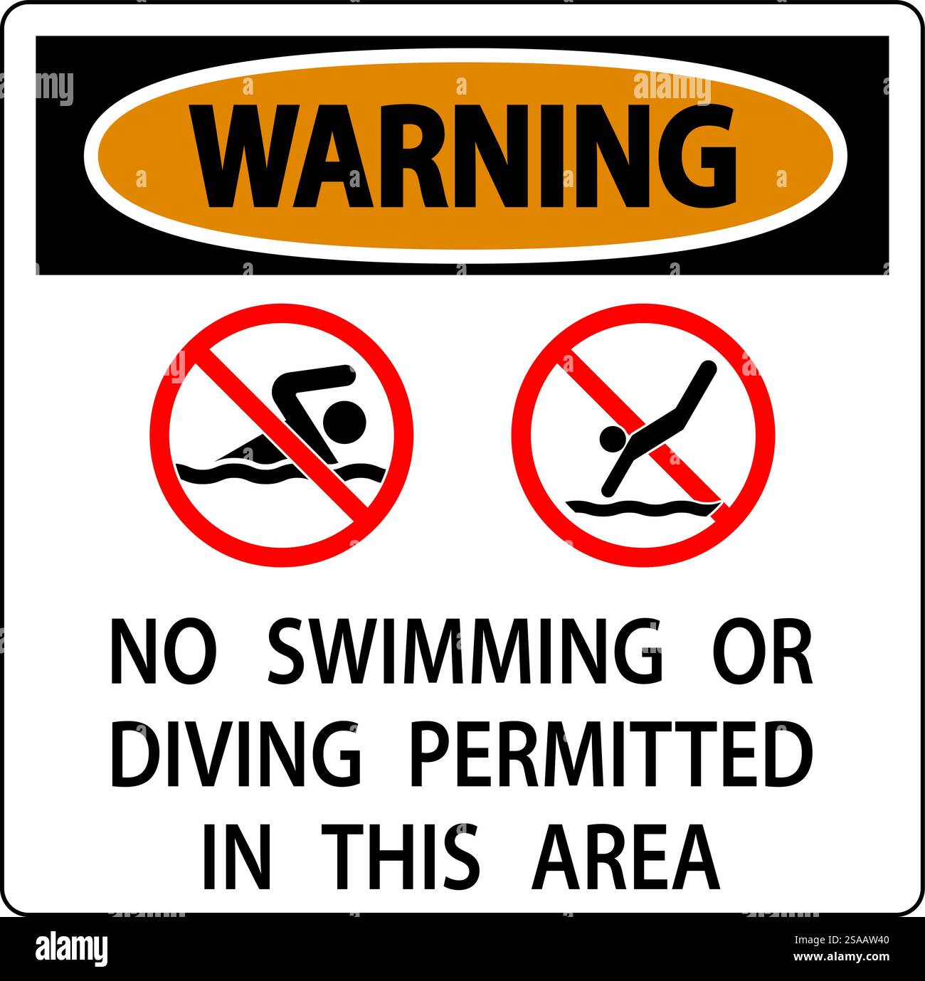 Pool Warning Sign No Swimming Or Diving Permitted In This Area Stock ...