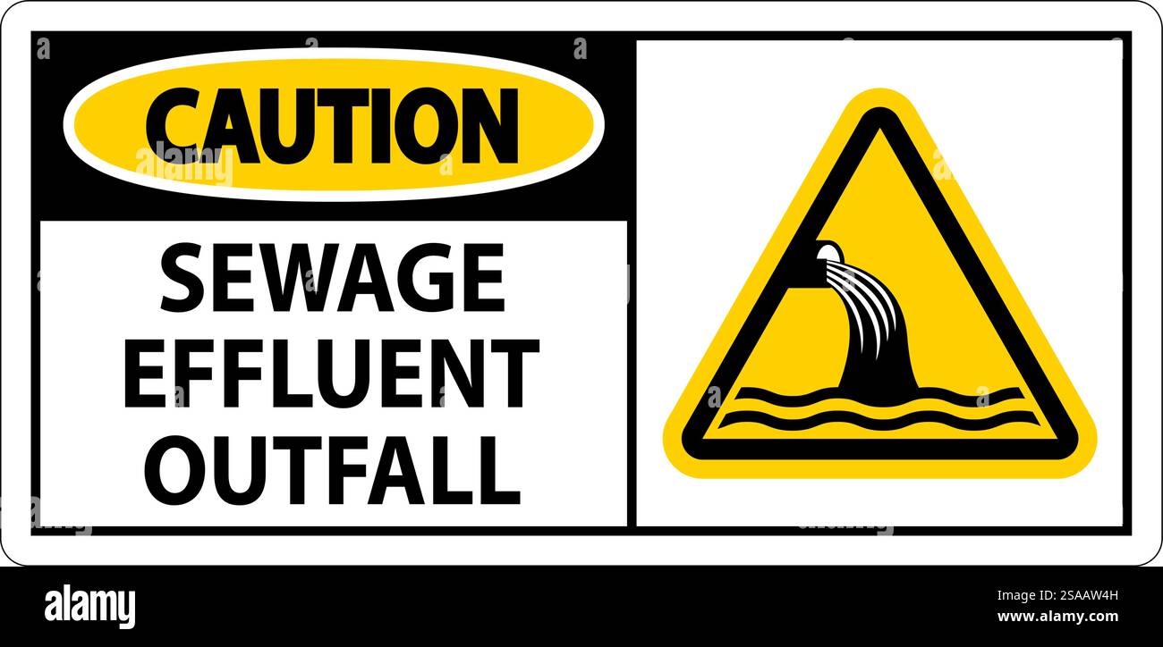 Water Safety Sign Caution - Sewage Effluent Outfall Stock Vector Image ...