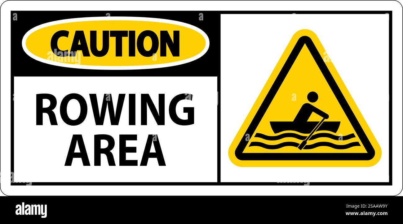 Water Safety Sign Caution - Rowing Area Stock Vector Image & Art - Alamy