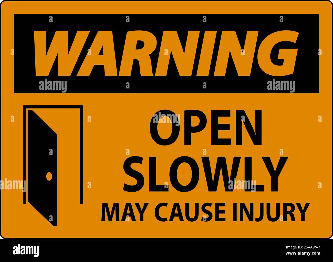 Warning Sign, Open Slowly, May Cause Injury Stock Vector Image & Art ...