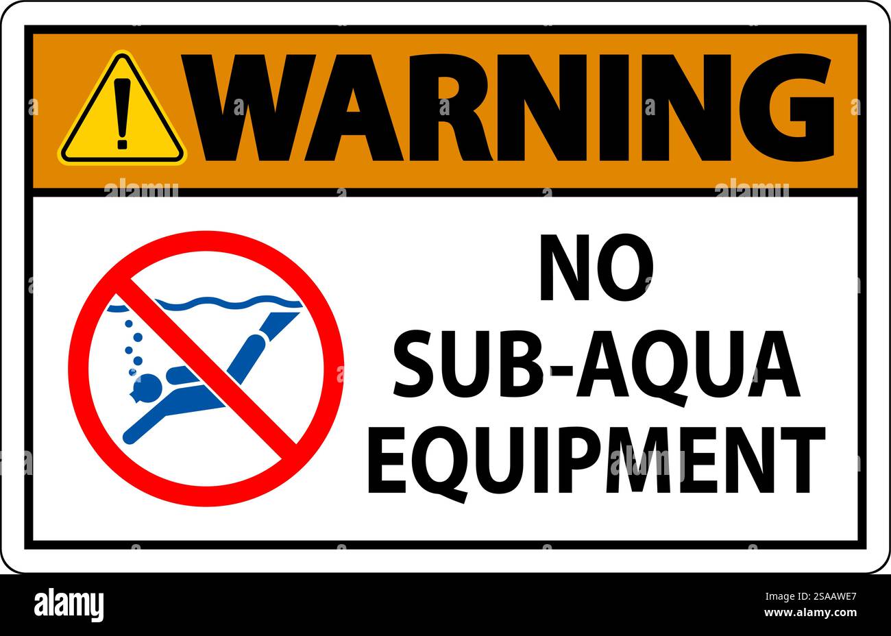 Water Safety Sign Attention, No Sub-Aqua Equipment Stock Vector Image ...