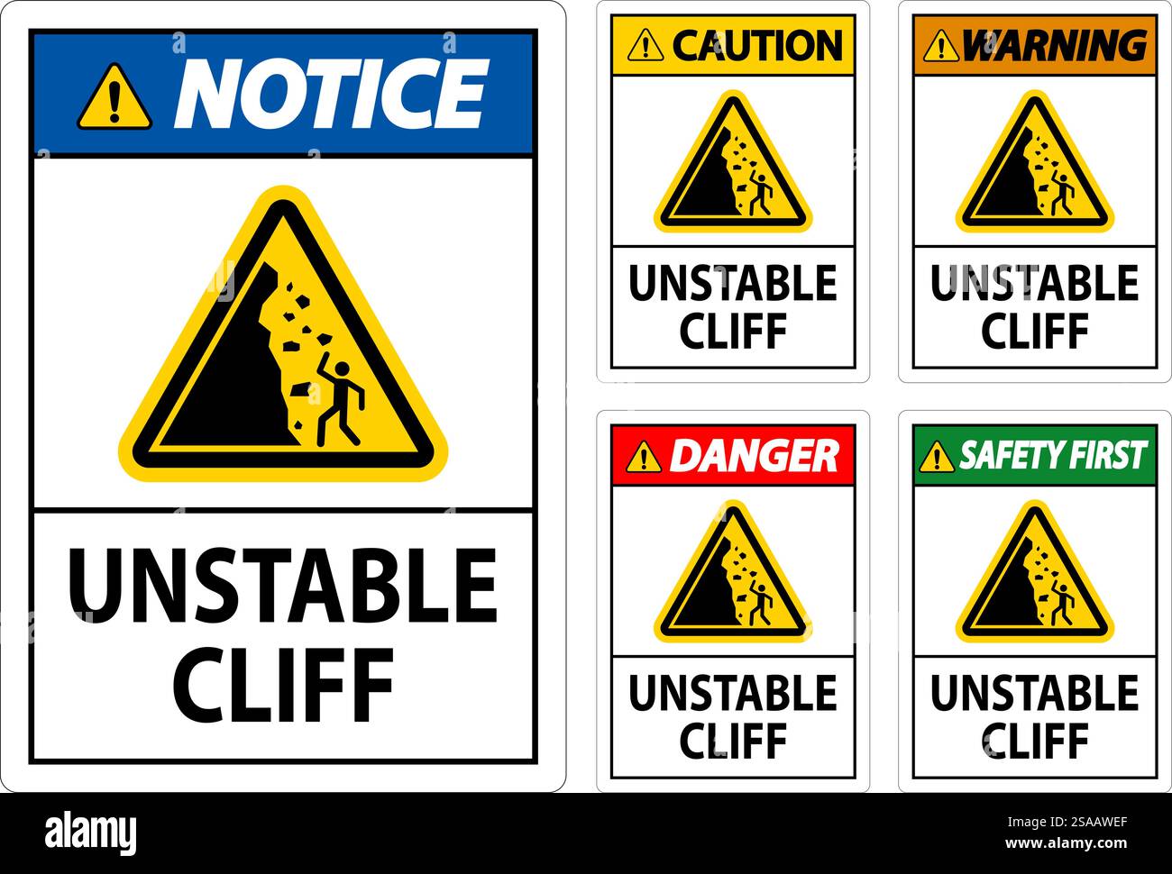 Water Safety Sign, Warning - Unstable Cliff Stock Vector Image & Art ...